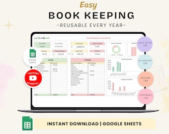 Basic Bookkeeping for Small Business | Google Sheets Template | Income & Expense Tracker ...