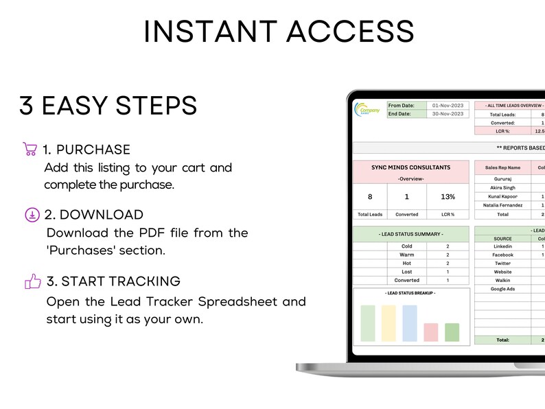 Lead Tracker Spreadsheet, Google Sheets, Lead Management, Lead ...