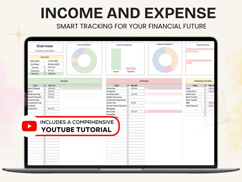 Income and Expense Tracker Spreadsheet Personal Financial Planner ...