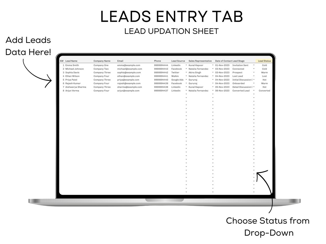Lead Tracker Spreadsheet, Google Sheets, Lead Management, Lead ...