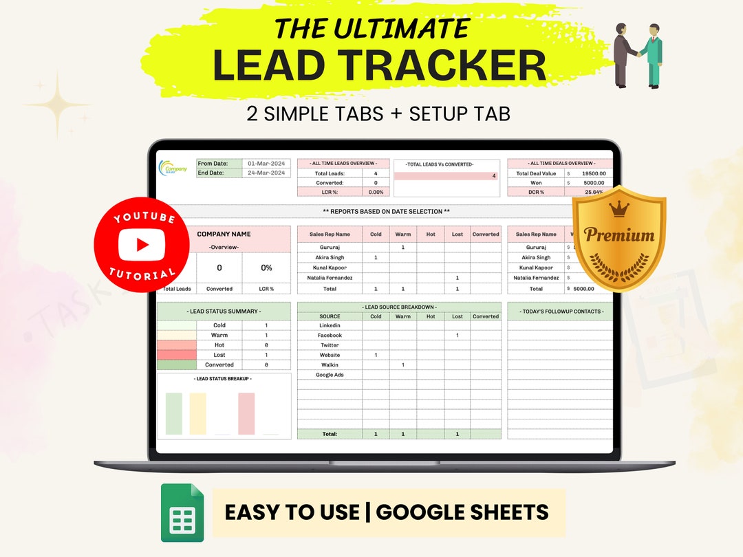 Lead Tracker Spreadsheet, Google Sheets, Lead Management, Lead ...