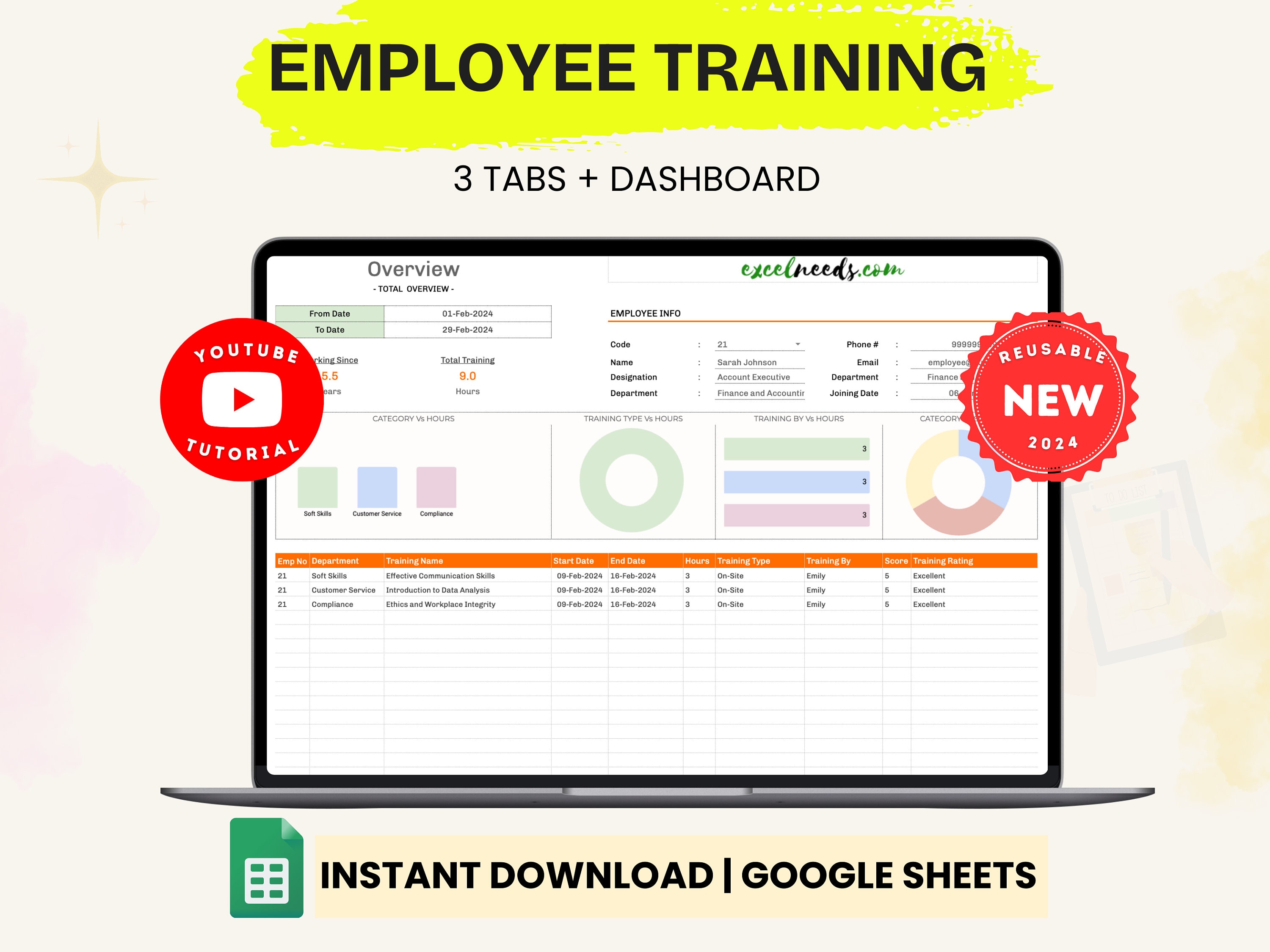 Employee Training Tracker, Employee Training Template, Training Planner ...