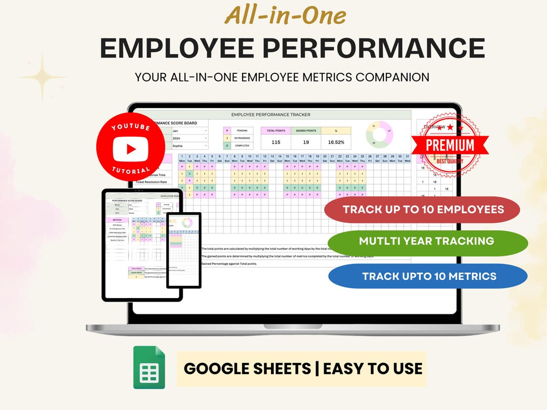 Employee Performance Tracker | Google Sheets Template | Scorecard ...
