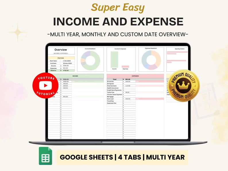 Income and Expense Tracker Spreadsheet Personal Financial Planner ...