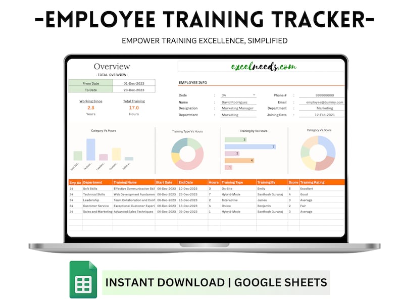 Employee Training Tracker, Employee Training Template, Training Planner ...