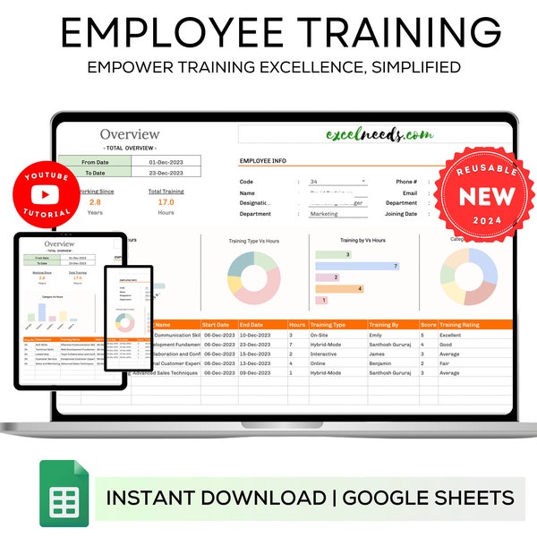 Employee Training Google Sheet Tracker - Etsy