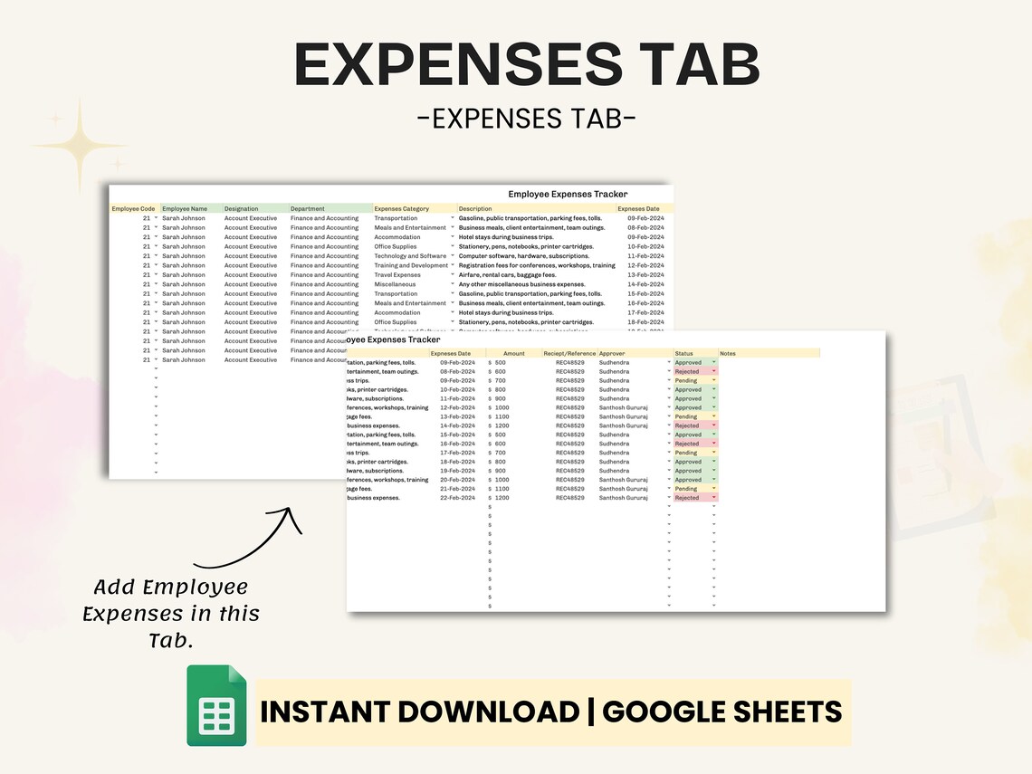 Employee Expenses Tracker Template, Expenses Tracker, Employee ...