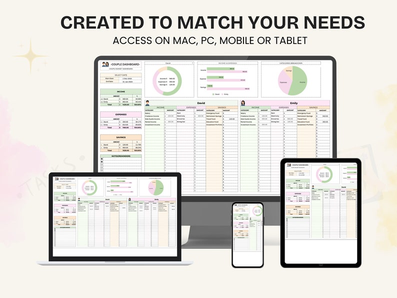 Couples Budget Planner Spreadsheet, Shared Expenses, Joint Finances ...