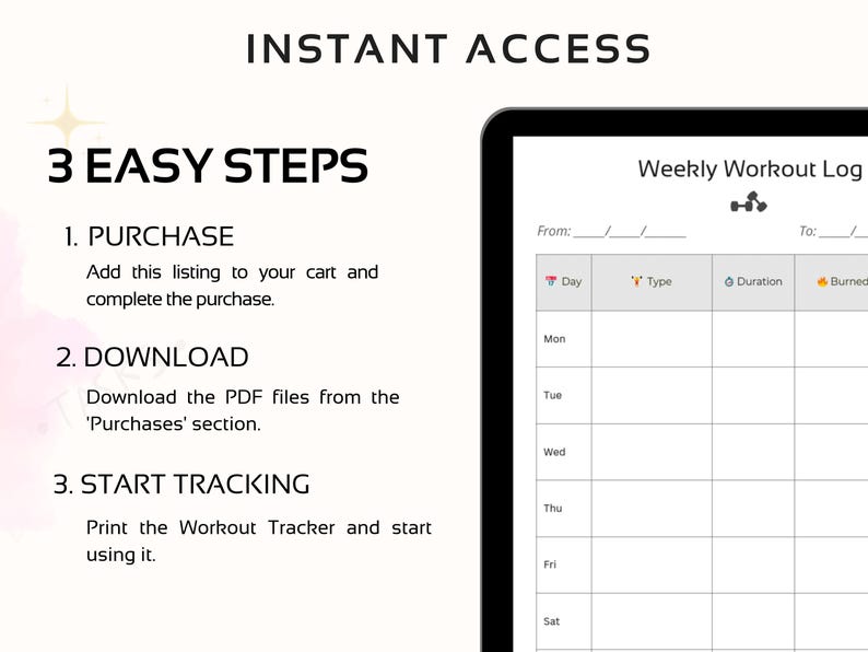 Weekly Workout Planner Printable | Exercise Planner | 7 Days Fitness ...
