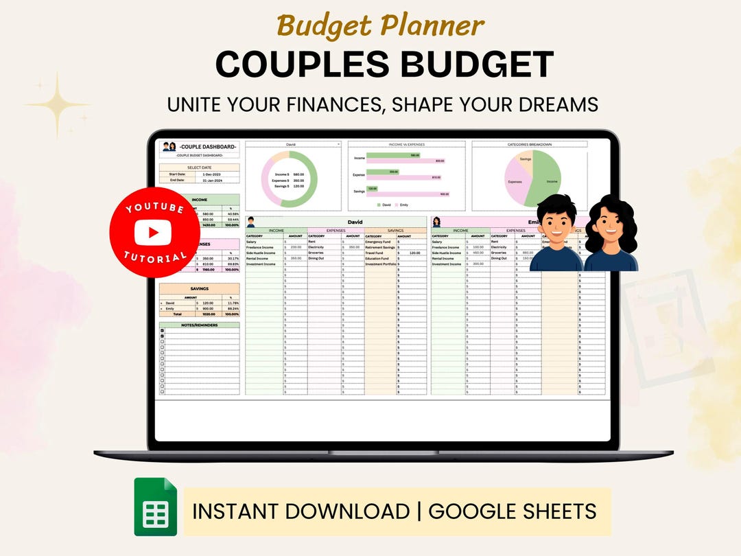 Couples Budget Planner Spreadsheet, Shared Expenses, Joint Finances ...