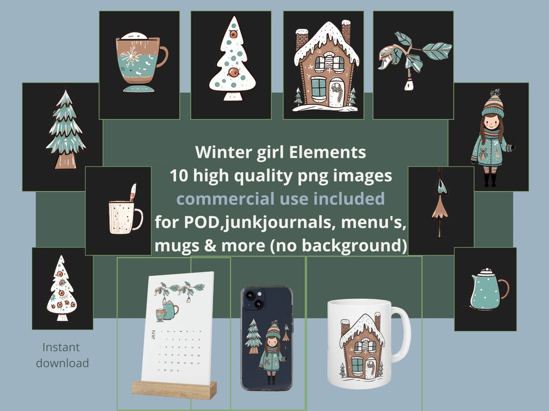 Winter Clipart Cozy Winter Vibes 10 High Quality Pngs No - Etsy
