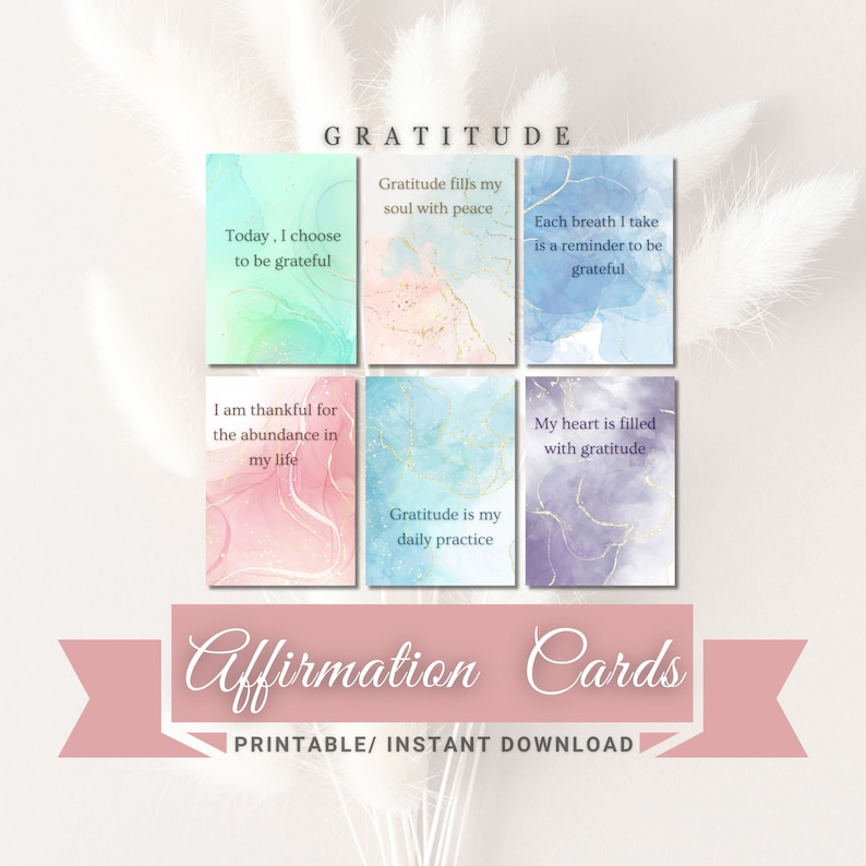 32 Gratitude Affirmation Cards,printable Cards, Affirmation Deck ...