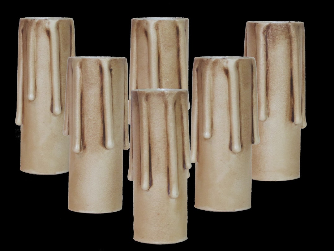Set of 6 Pc 4 Inch Tall Antique Drip High Heat Resin Candle Cover ...