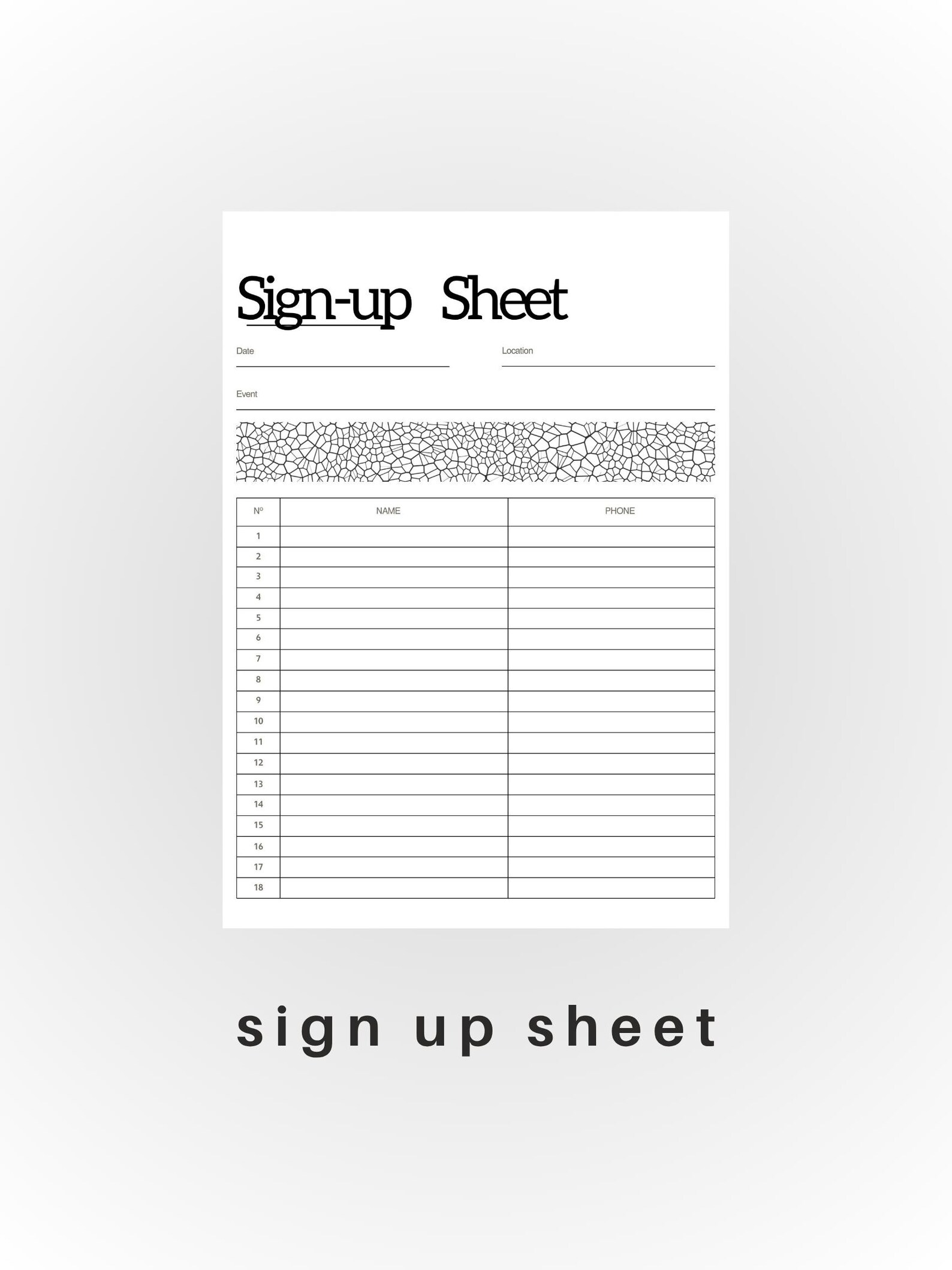 Sign up Sheet Printable | Editable PDF for Events, Classes, Groups ...