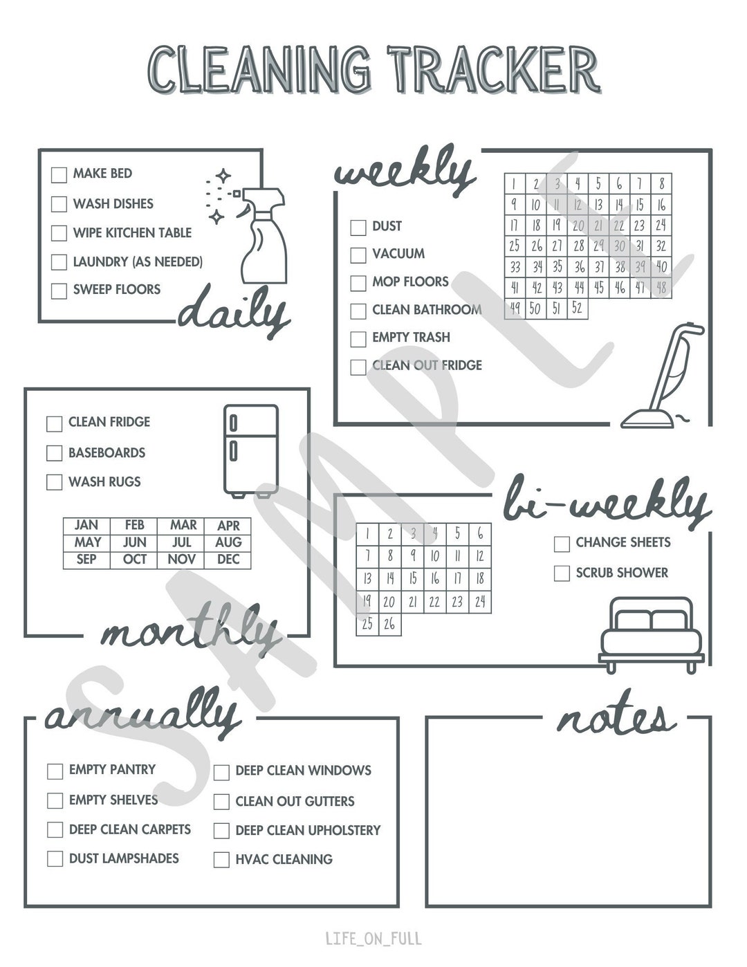 Cleaning Tracker Bullet Journal Home Management Tool - Etsy