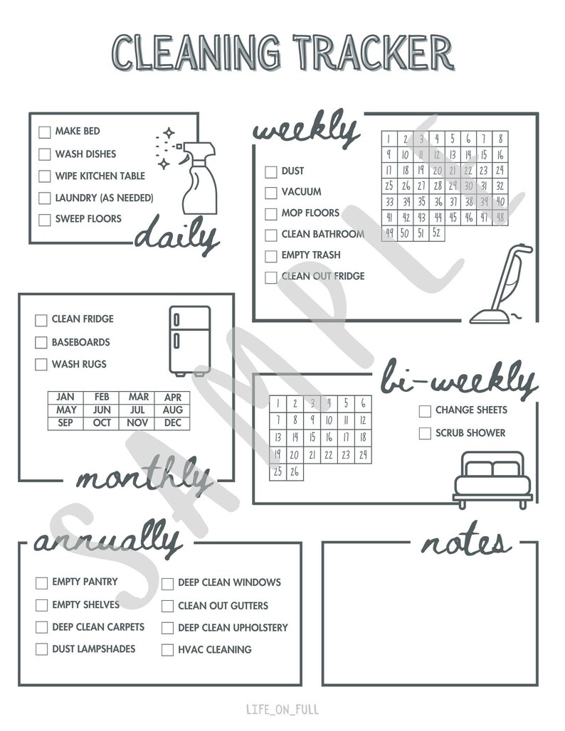Cleaning Tracker Bullet Journal Home Management Tool - Etsy