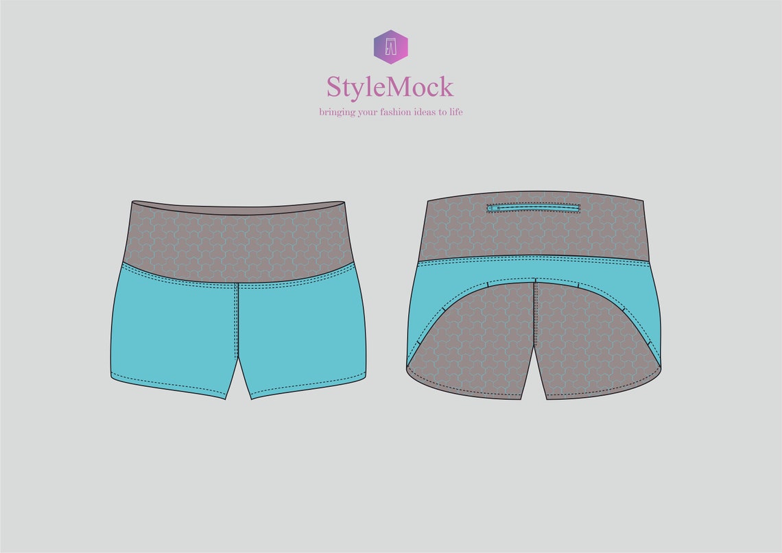 Running Shorts Vector Mockup – Sportswear Fashion Flat Drawings (ai ...