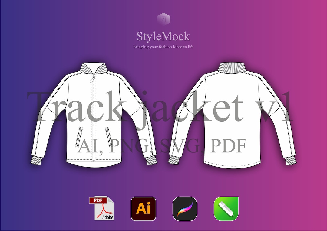 Track Jacket Vector Mockup - Illustrator Template Mockup Sportswear ...