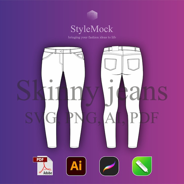 Denim Jeans Vector Template - Etsy