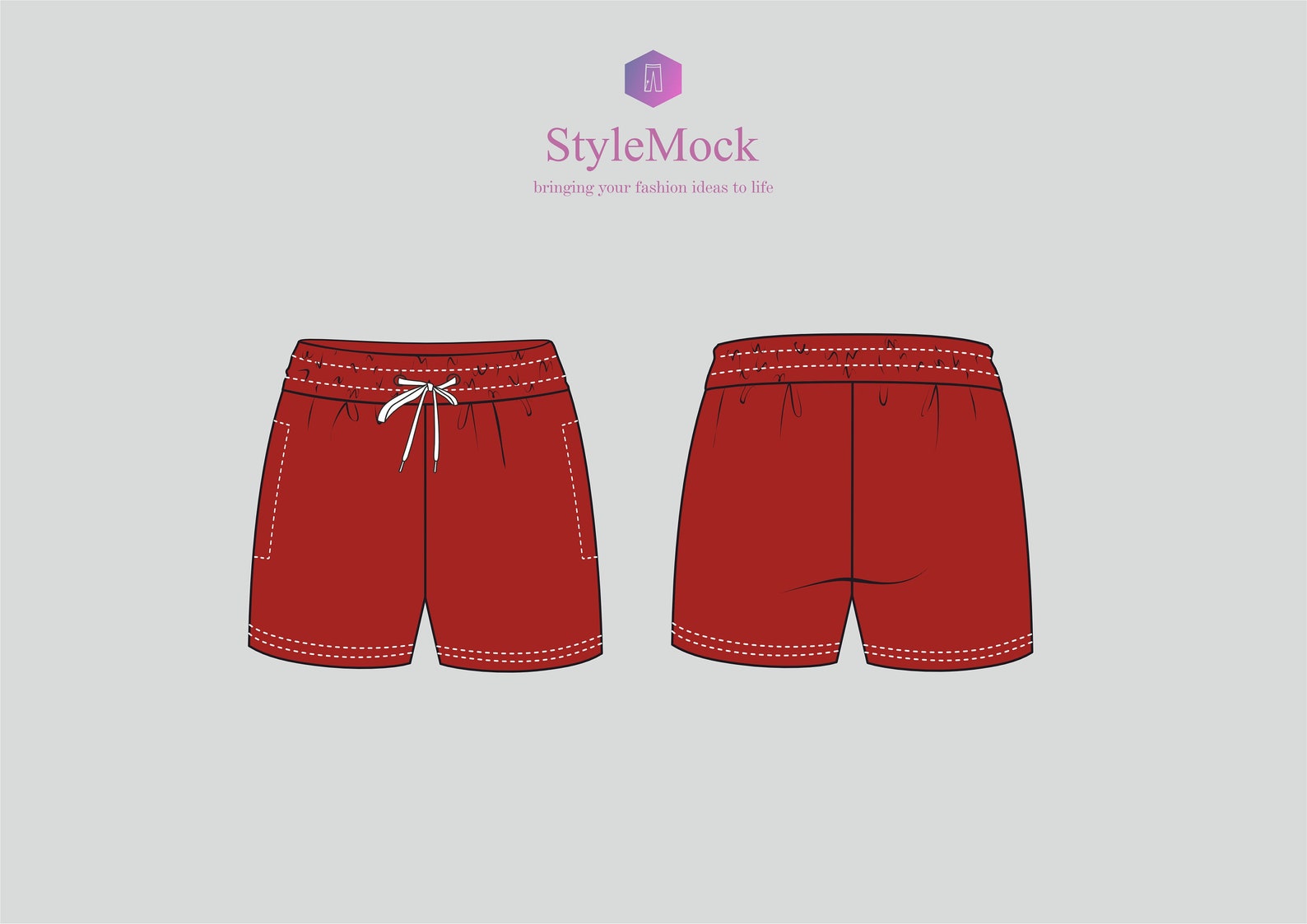 Training Shorts Vector Mockup – Sportswear Fashion Flat (ai, Pdf, Png ...