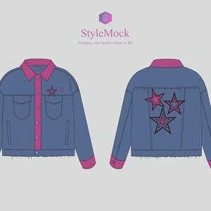 Oversize Denim Jacket Vector Mockup - Illustrator Template Denim Vector ...