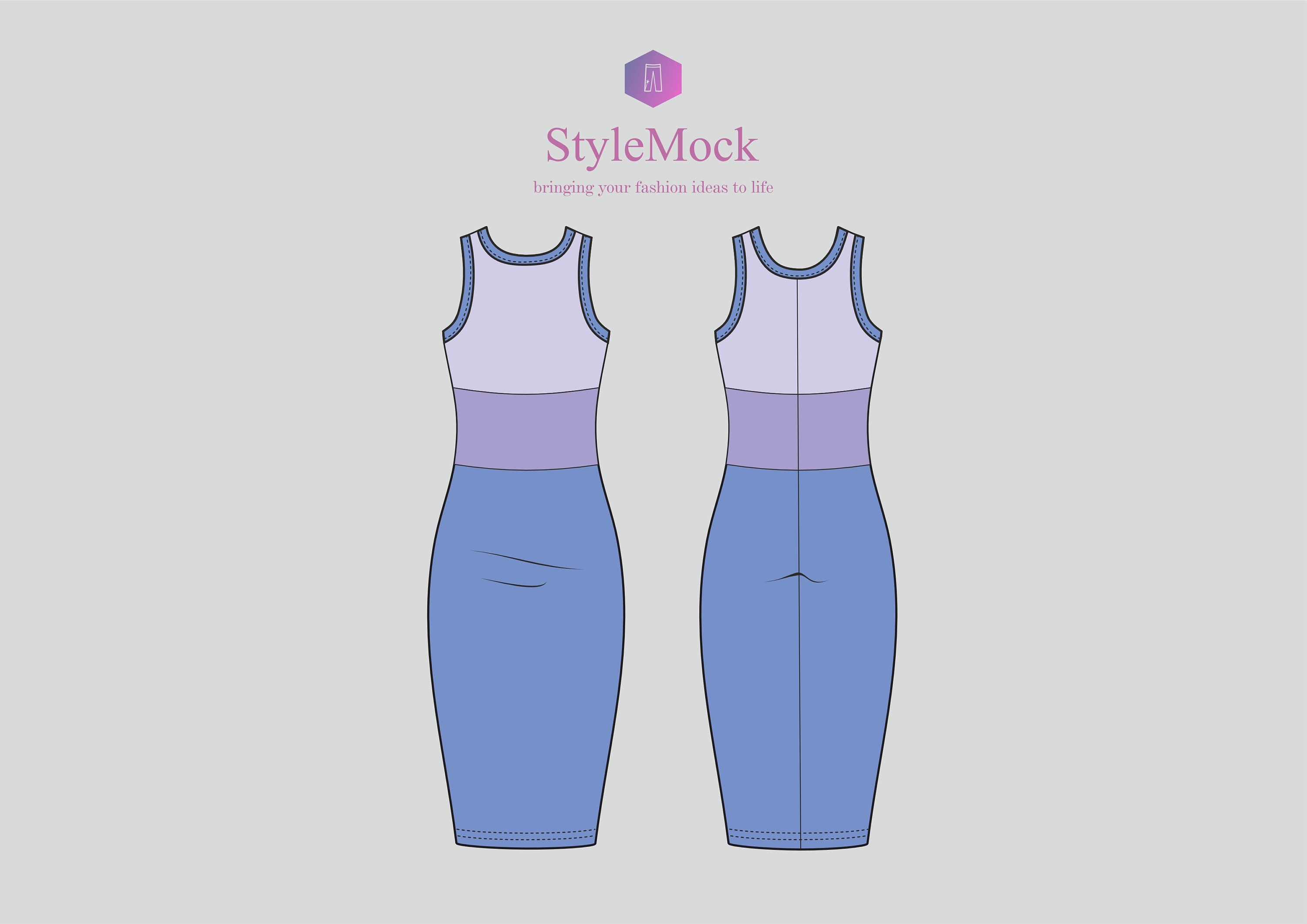 Bodycon Dress Vector Mockup Illustrator Template Streetwear Vector Tech ...