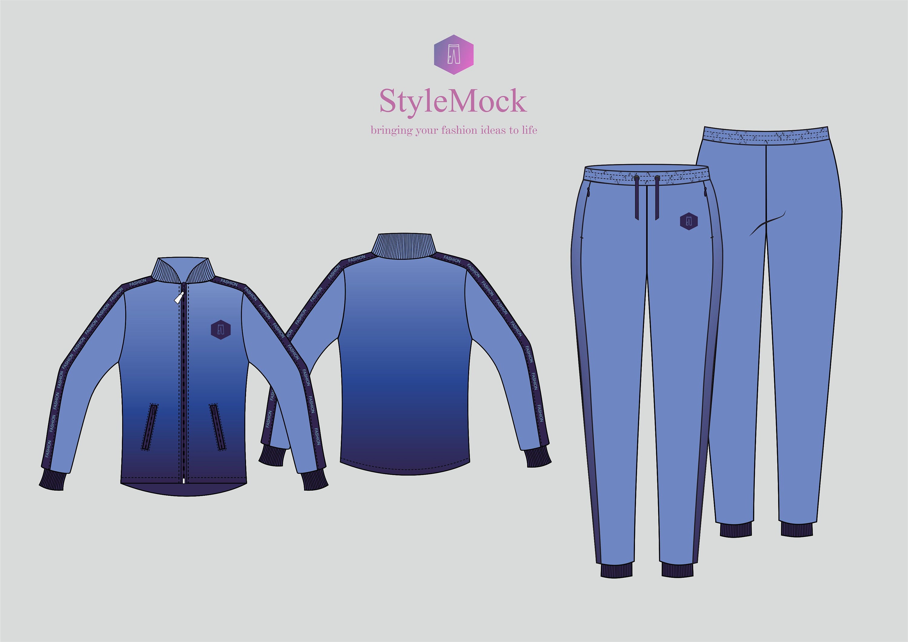 Tracksuit Vector Mockup - Illustrator Template Sportswear Mockup ...