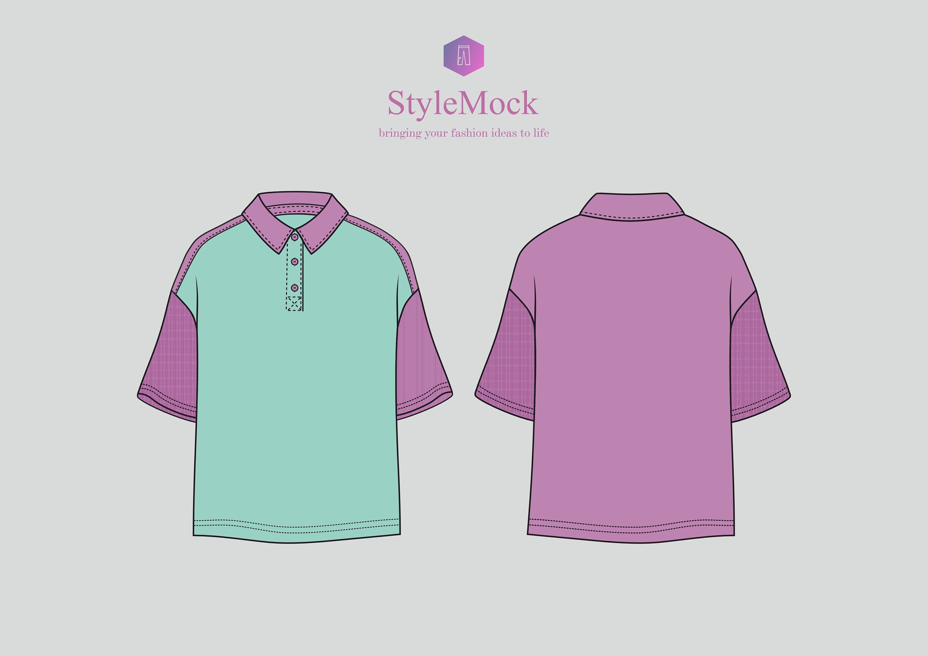 Oversized Polo Shirt Vector Mockup - Illustrator Template Polo ...
