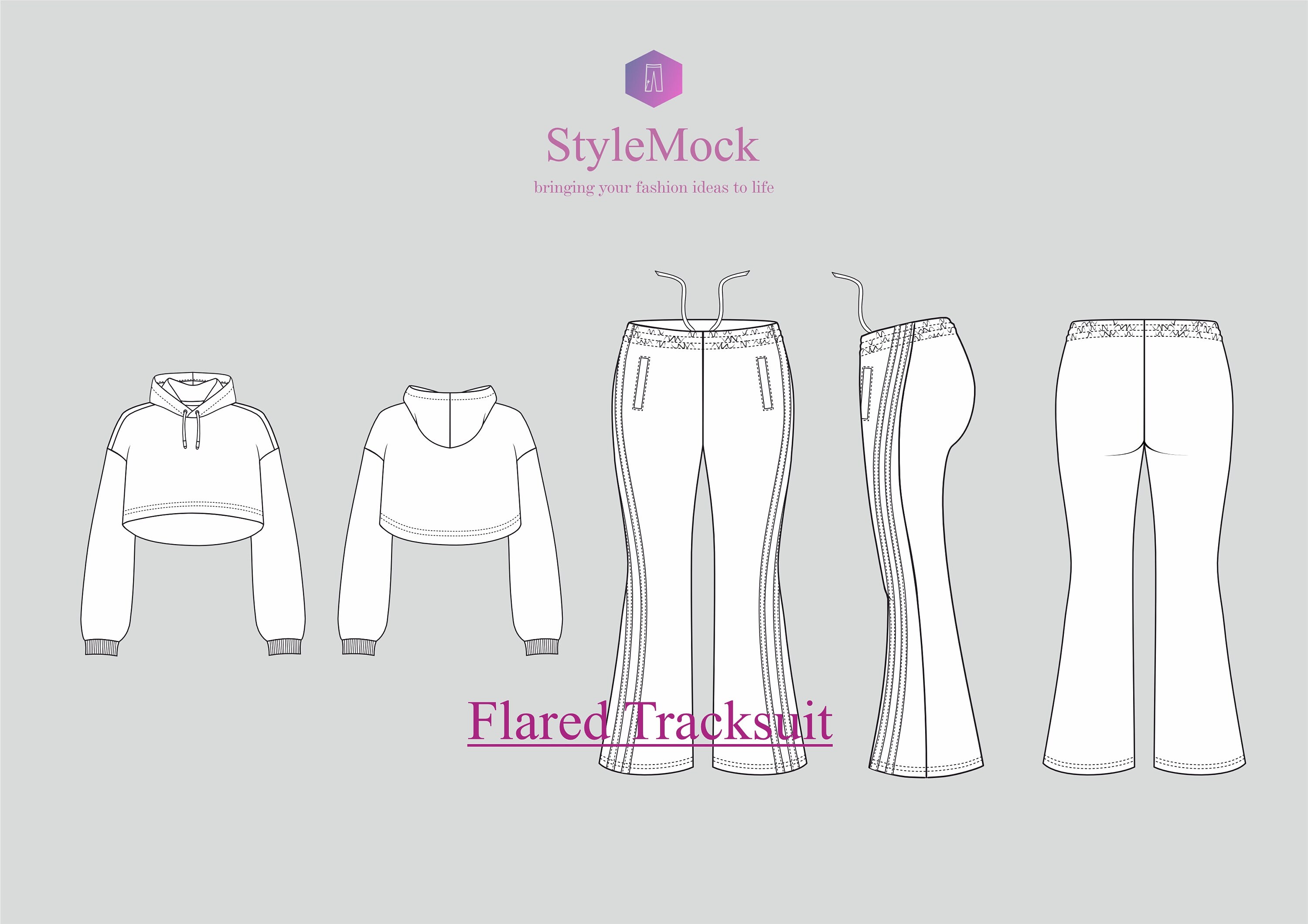 Tracksuit Flat Mockups Pack – Sportswear Fashion Vector Bundle Pack for ...