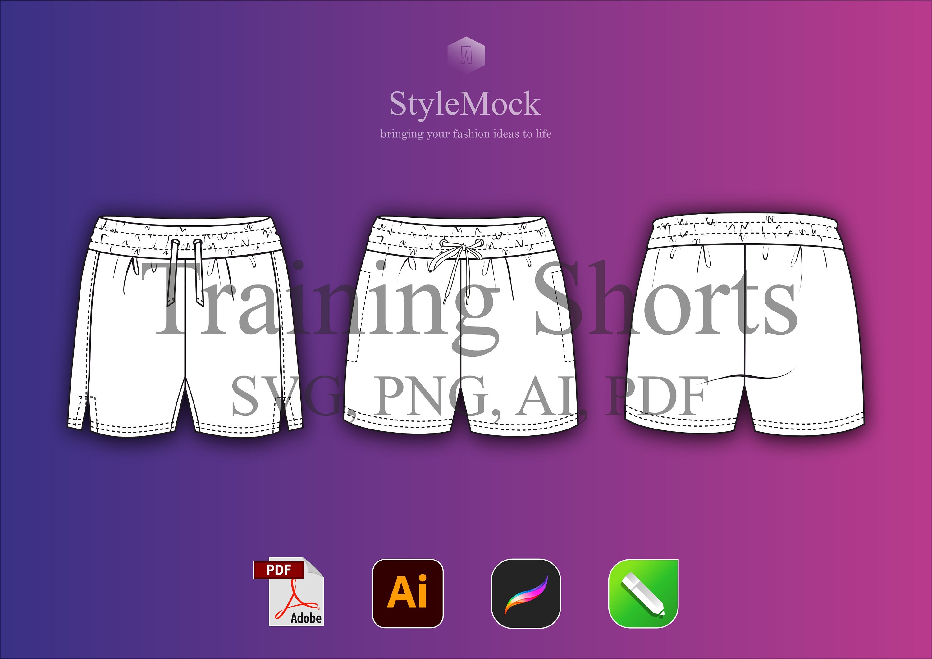 Training Shorts Vector Mockup – Sportswear Fashion Flat (ai, Pdf, Png ...