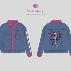 Oversize Denim Jacket Vector Mockup - Illustrator Template Denim Vector ...