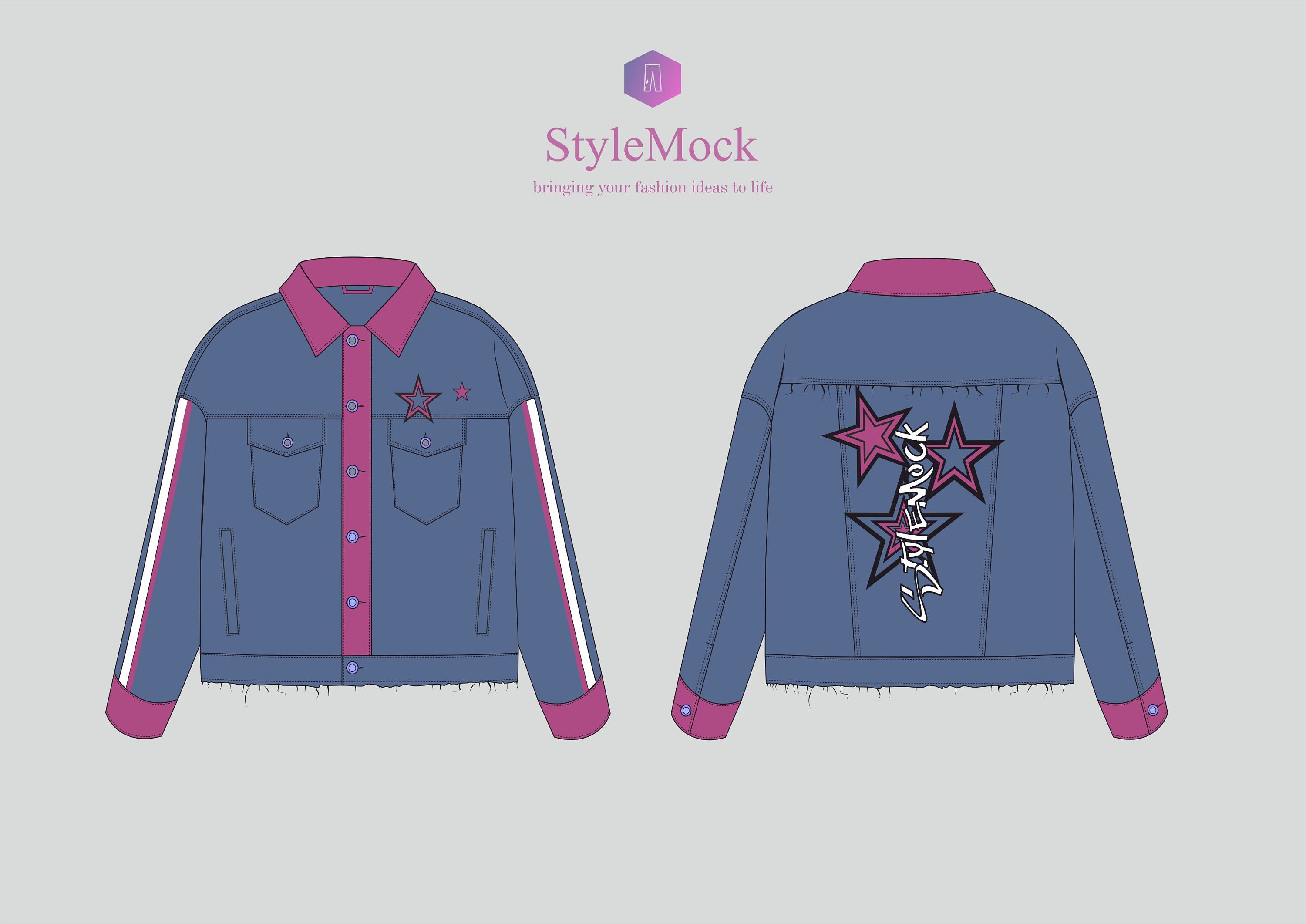Oversize Denim Jacket Vector Mockup Illustrator Template Denim Vector ...