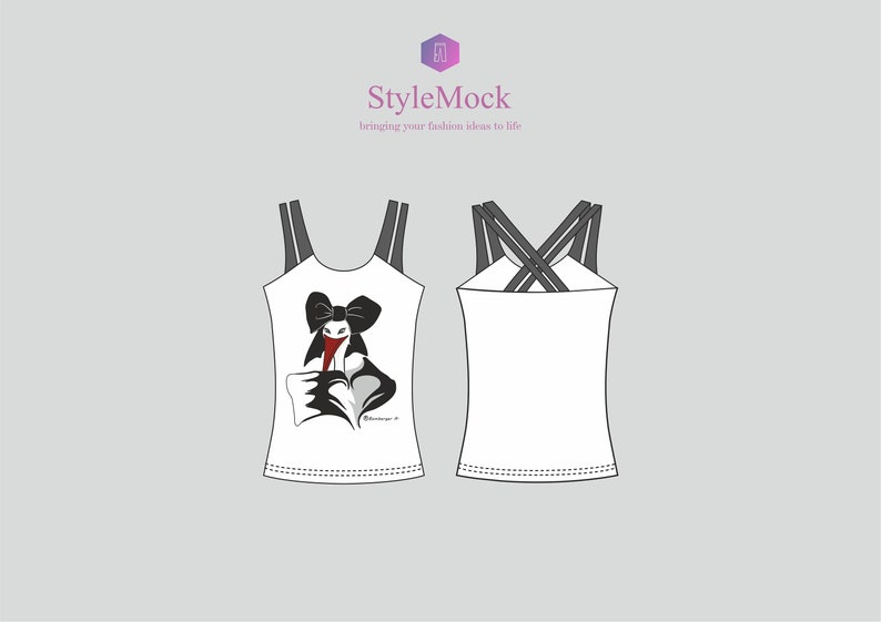 Tank Top Vector Mockup - Illustrator Template Streetwear Procreate ...