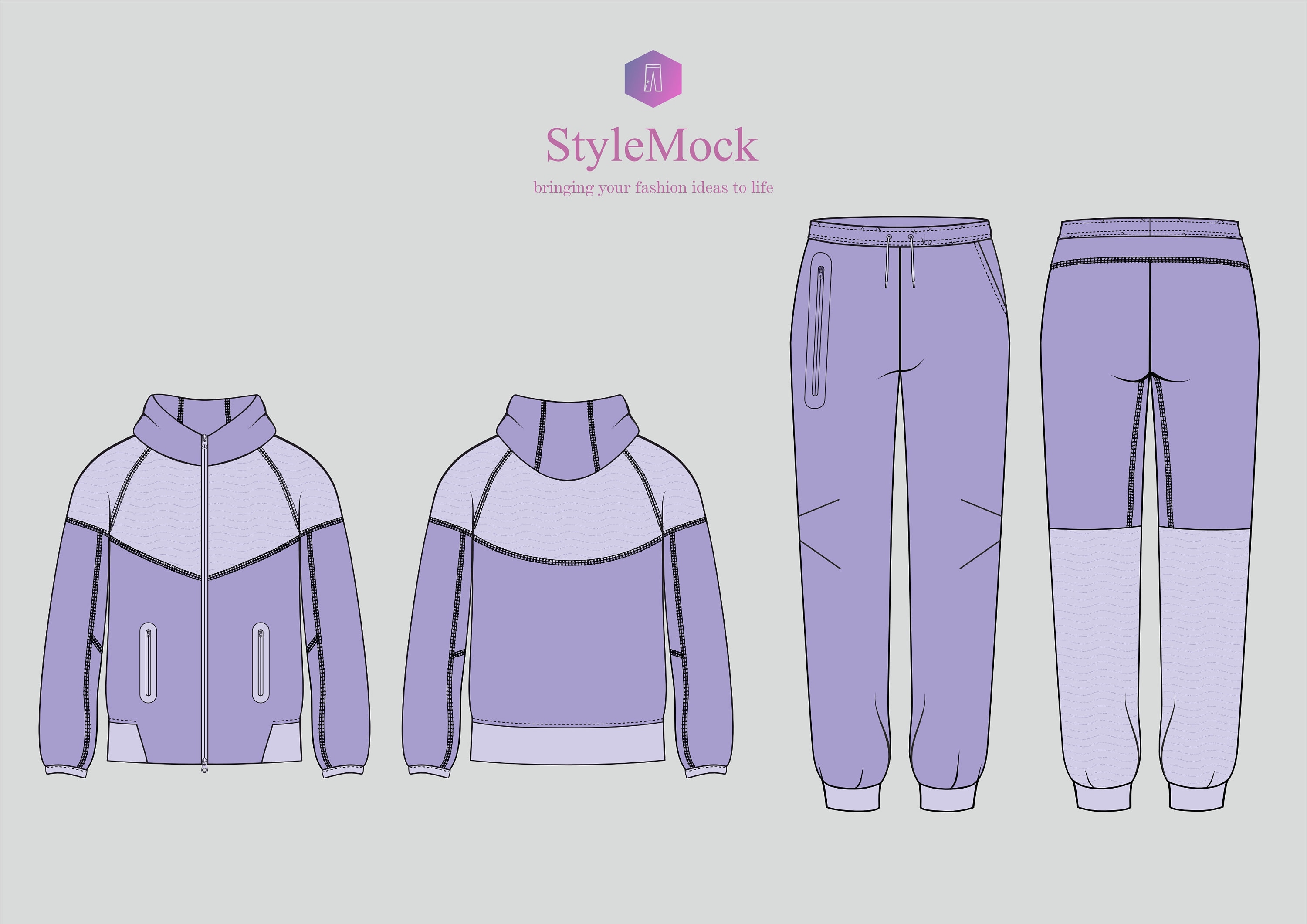 Fleece Tracksuit Vector Mockup Illustrator Template Sportswear Vector ...