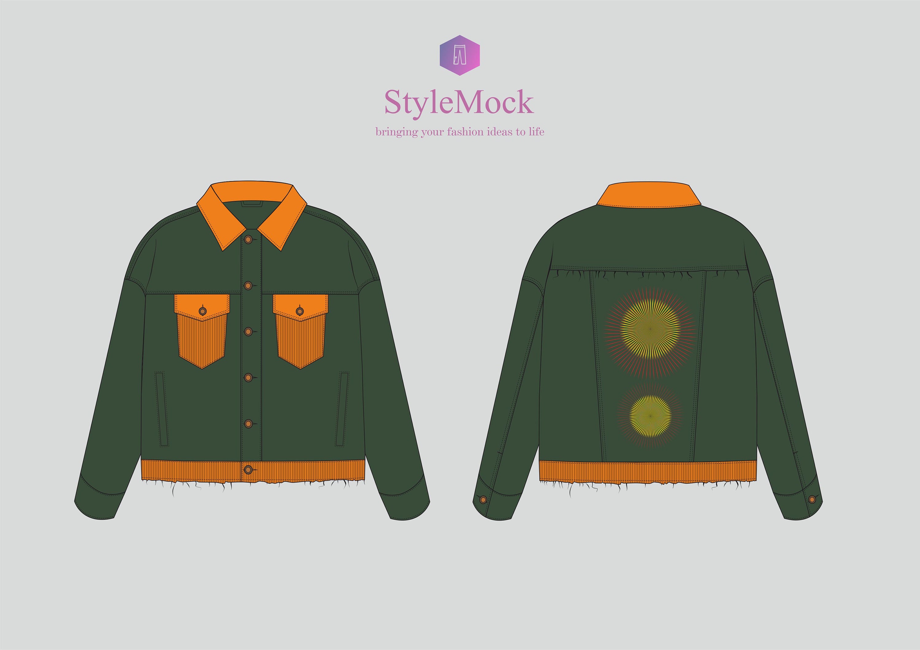 Oversize Denim Jacket Vector Mockup Illustrator Template Denim Vector ...