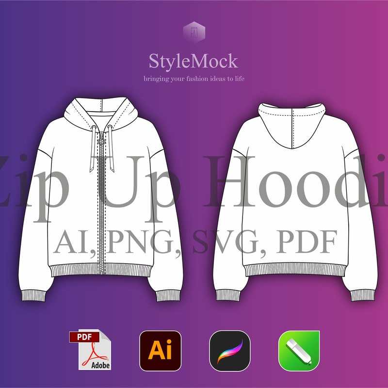 Zip up Hoodie Vector Mockup - Etsy