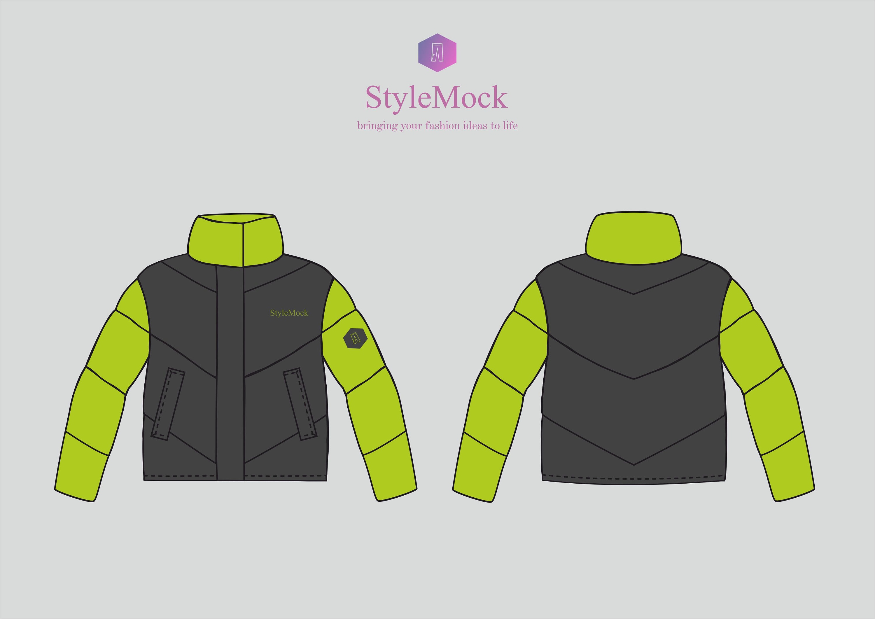 Puffer Jacket Vector Mockup Illustrator Mockup Streetwear Procreate ...