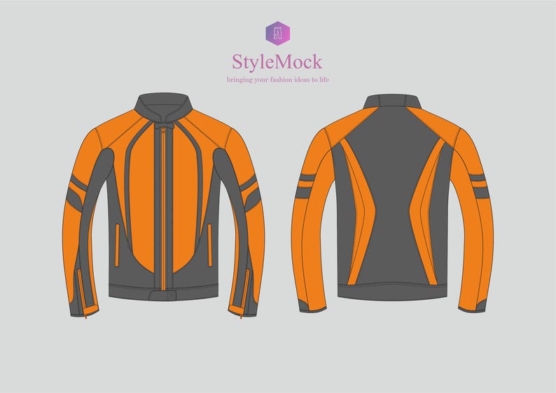 Motorcycle Jacket Vector Mockup - Illustrator Template Procreate Mockup ...