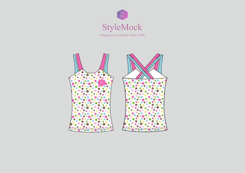 Tank Top Vector Mockup - Illustrator Template Streetwear Procreate ...