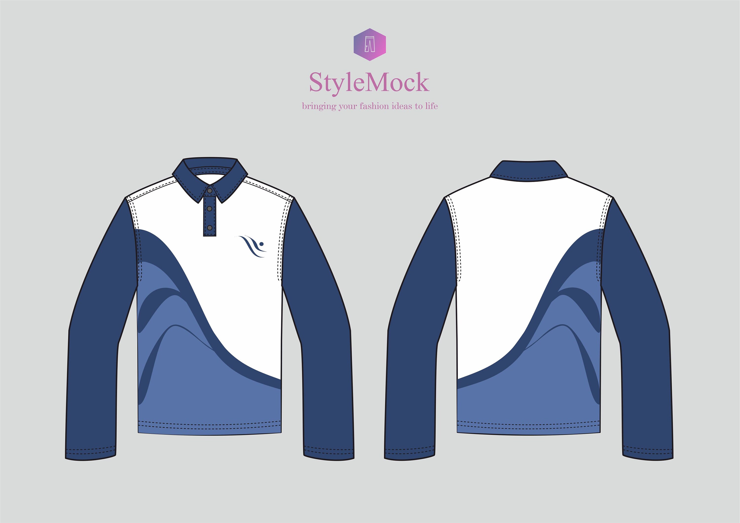 Long Sleeve Polo Vector Mockup - Illustrator Template Streetwear ...
