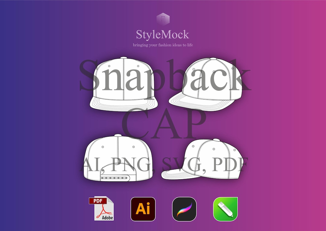 Snapback CAP Vector Mockup - Illustrator Template Procreate Template ...