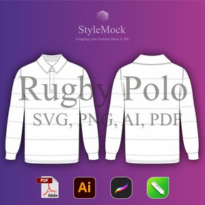 Rugby Polo Shirt Vector Mockup - Illustrator Template Streetwear Mockup ...