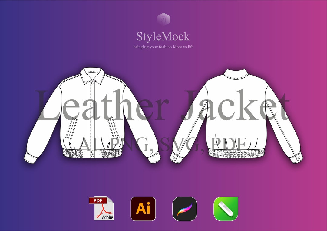 Leather Jacket Mockup - Illustrator Template Vector Mockup Procreate ...
