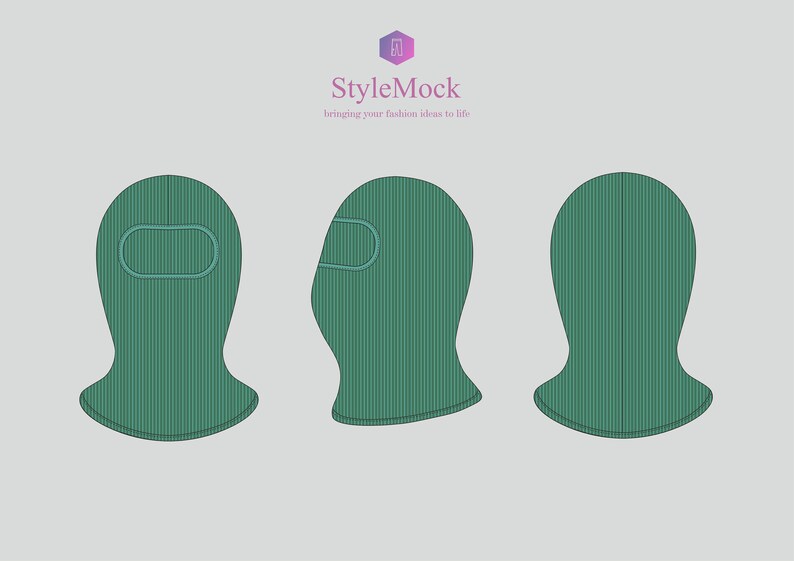 Headwear Balaclava Vector Mockup Template Illustrator File , Procreate ...