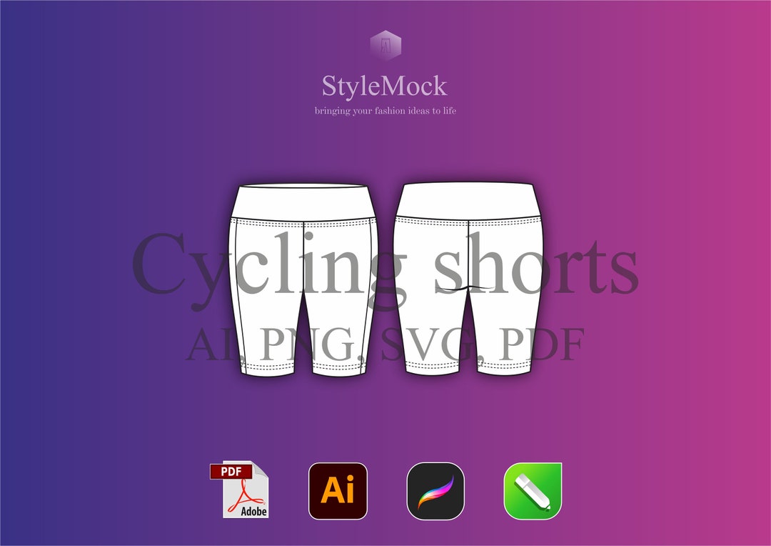 Cycling Shorts Vector Mockup - Illustrator Template Vector Sketch ...