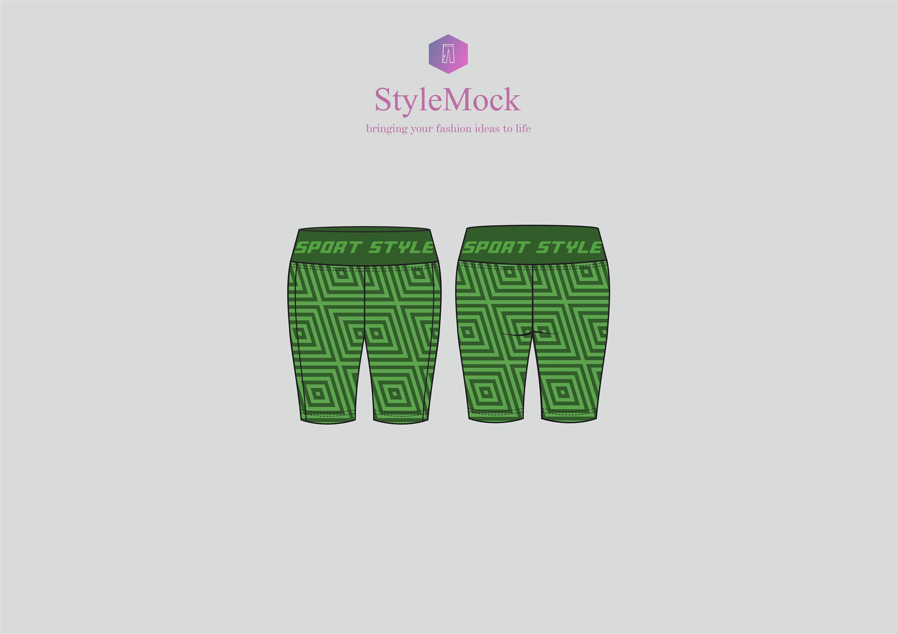 Cycling Shorts Vector Mockup - Illustrator Template Vector Sketch ...