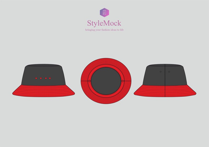 Bucket Hat Vector Mockup - Illustrator Template Hat Sketch AI SVG ...