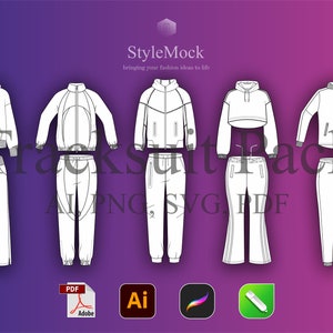 Tracksuit Vector Mockup Pack - Illustrator Template AI Procreate ...