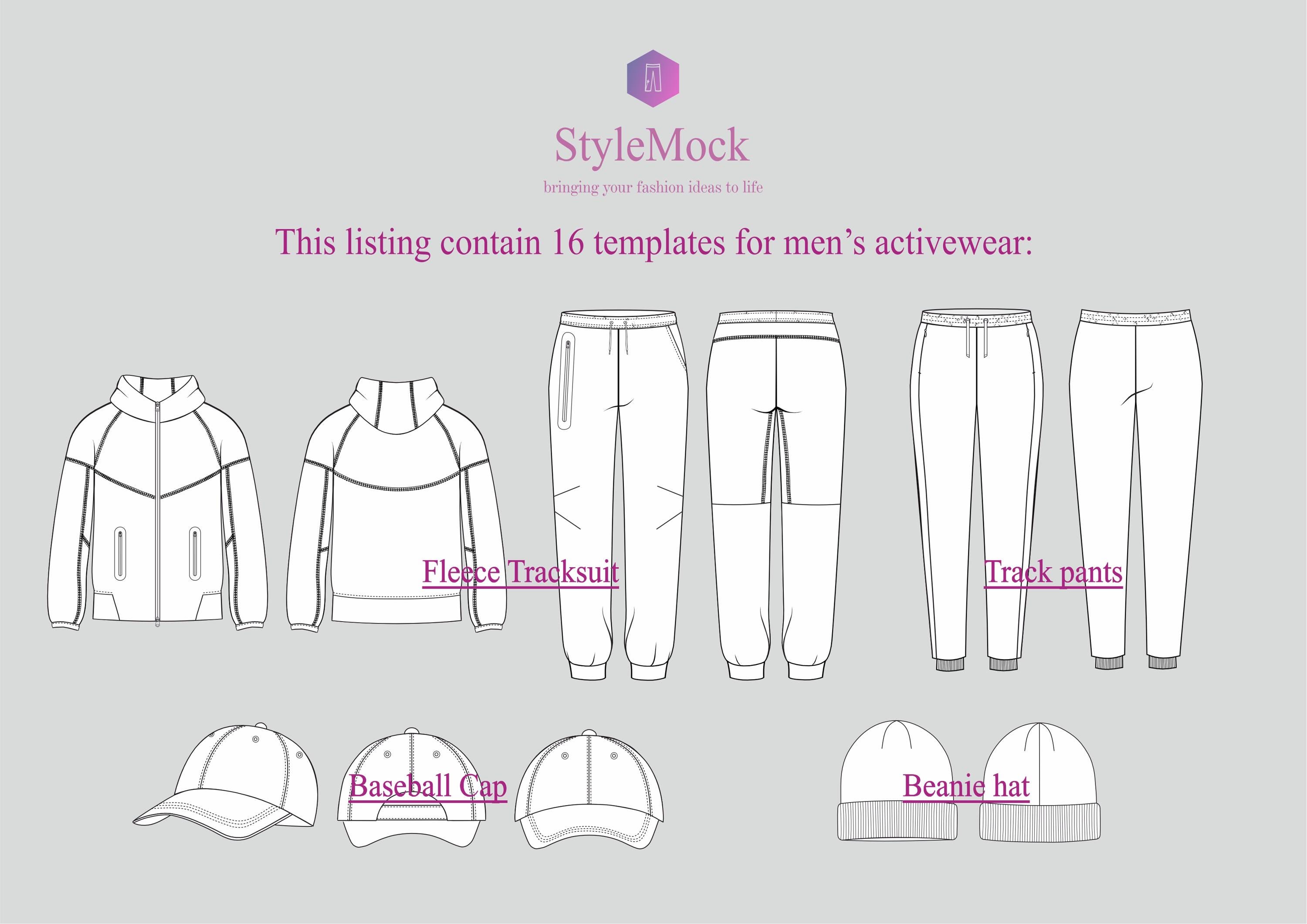 Activewear Vector Mockup Bundle – Tech Pack Templates for Procreate and ...