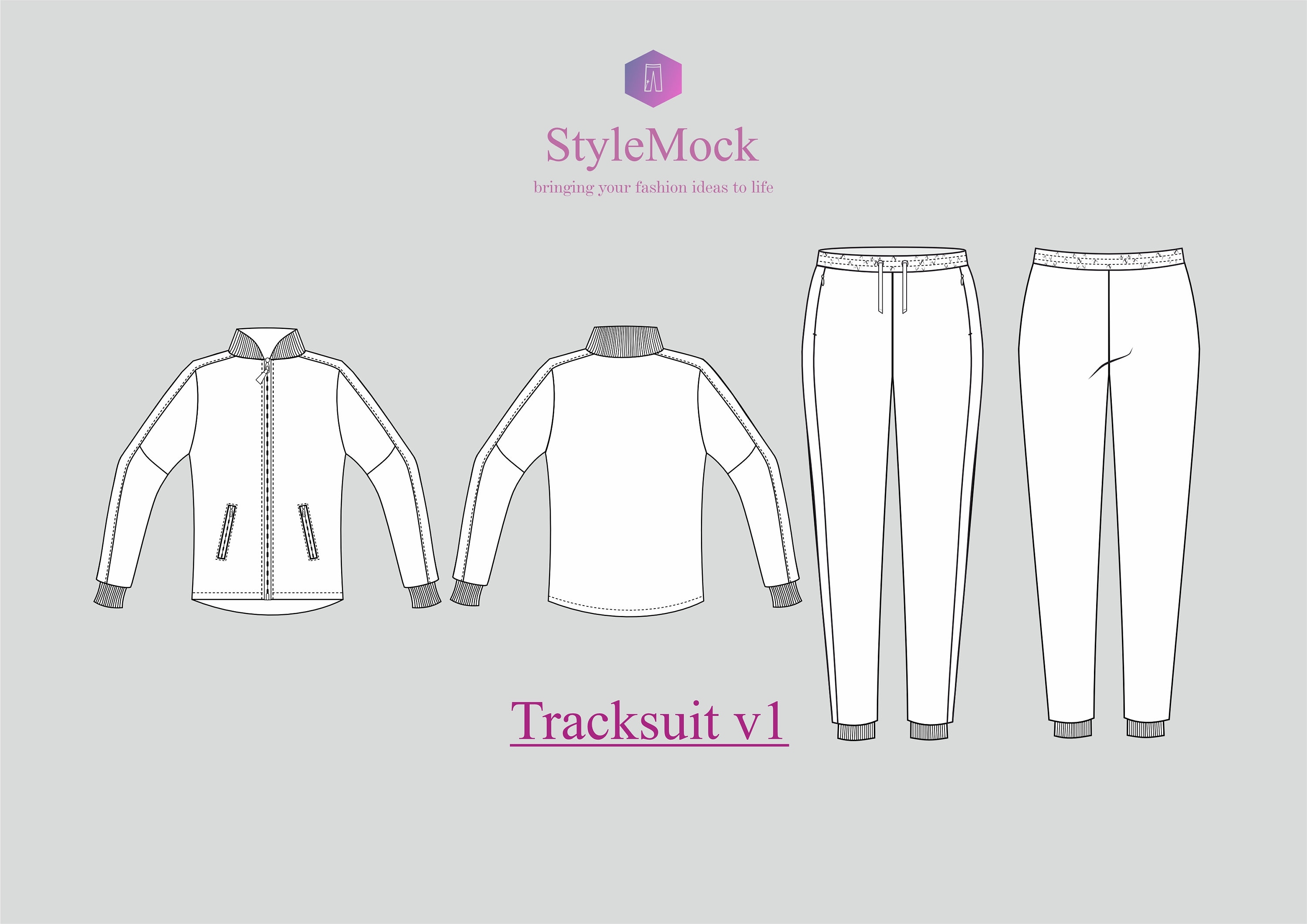 Tracksuit Vector Mockup Pack - Illustrator Template AI Procreate ...